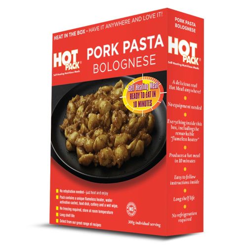 Pork Pasta Bolognese SELF HEAT PACK: Hot Pack Meal